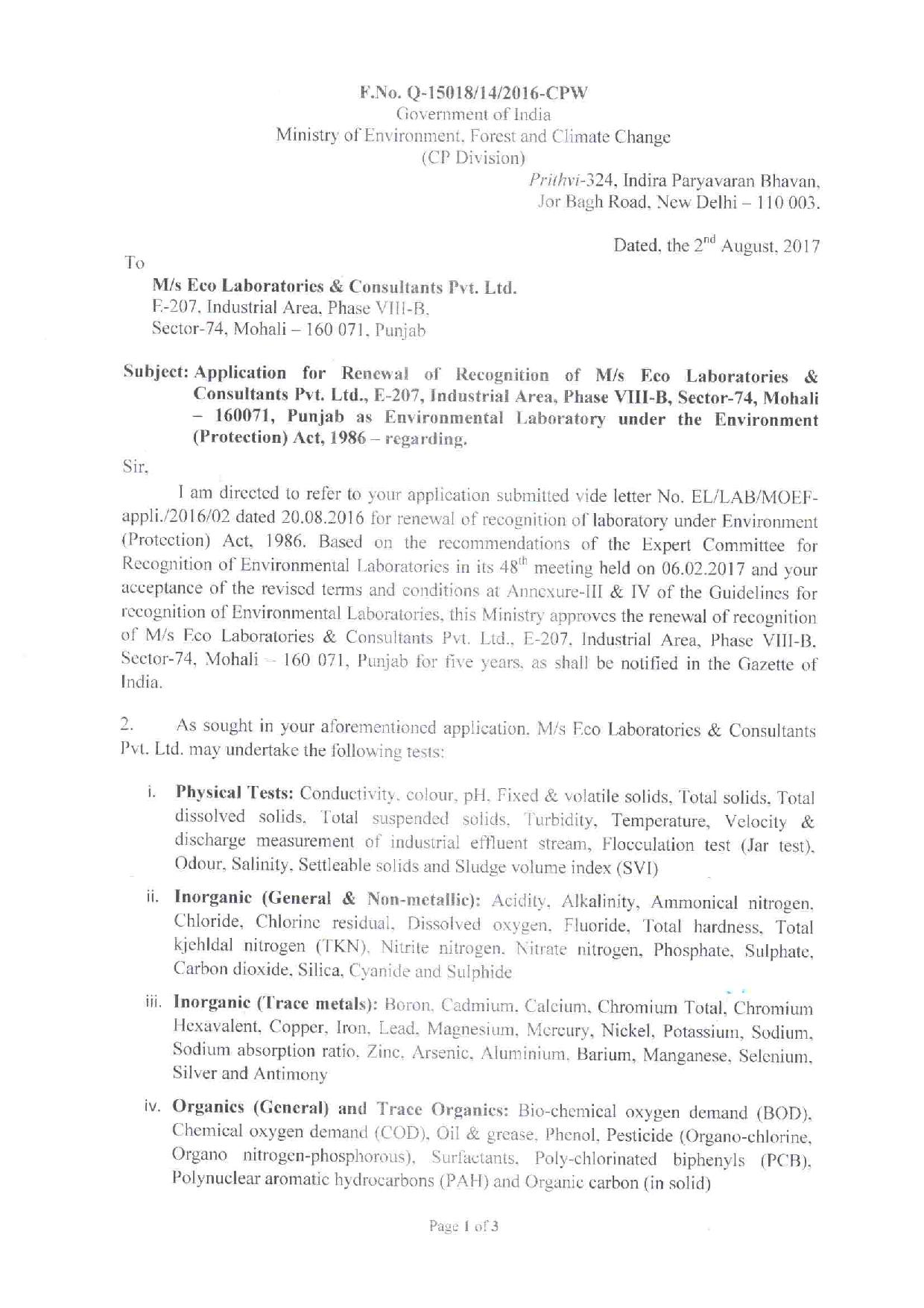 MOEF Approval — ECO PARYAVARAN